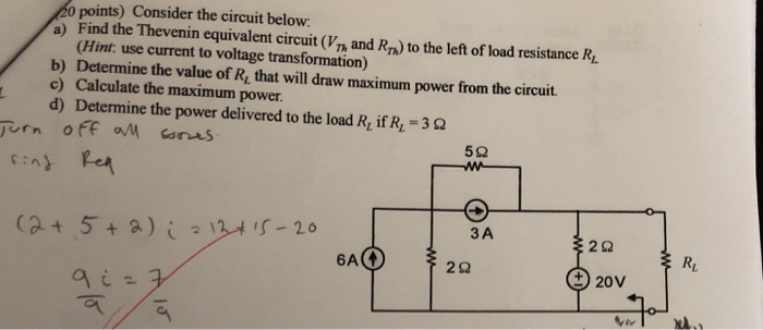 Solved 20 points) Consider the circuit below a) Find the | Chegg.com