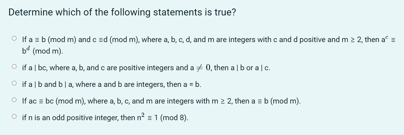 Solved Determine which of the following statements is true? | Chegg.com