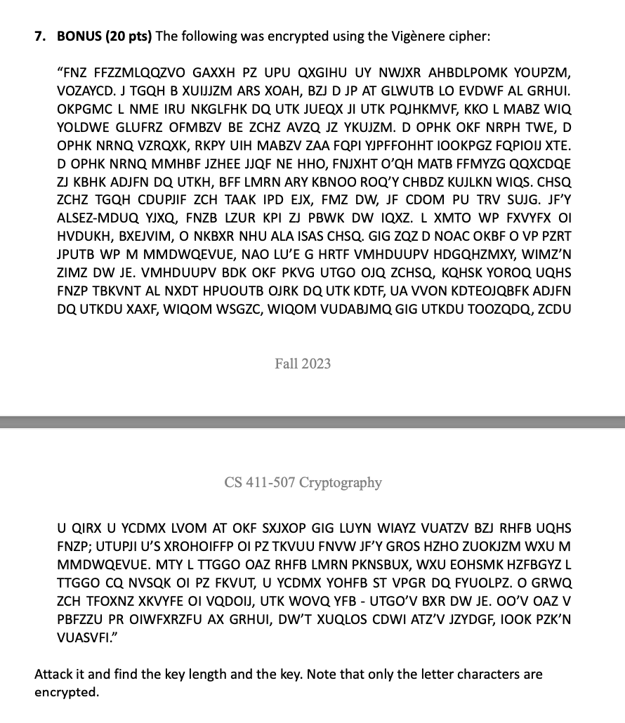 Solved “FNZ FFZZMLQQZVO GAXXH PZ UPU QXGIHU UY NWJXR | Chegg.com