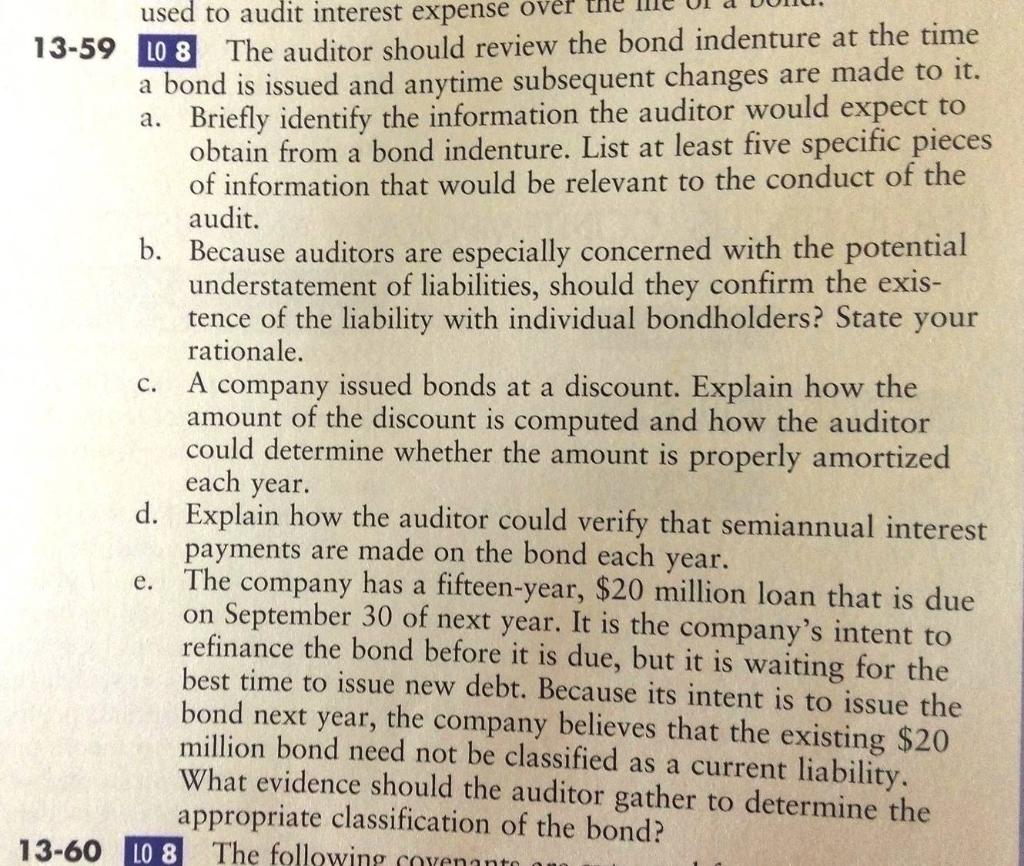 Solved used to audit interest expense ove 13-59 LO 8 The | Chegg.com