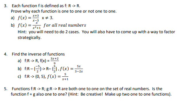 Solved 3. Each function f is defined as f: R->R Prove why | Chegg.com