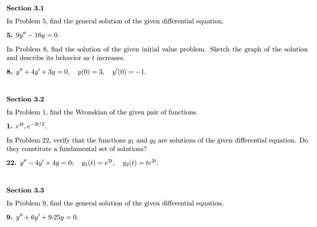 Solved Section 3.1 In Problem 5, find the general solution | Chegg.com