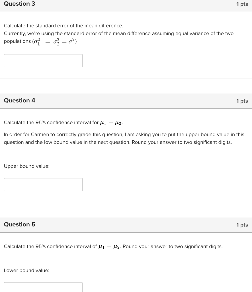 Solved (confidence interval for a two-sample t test) This | Chegg.com