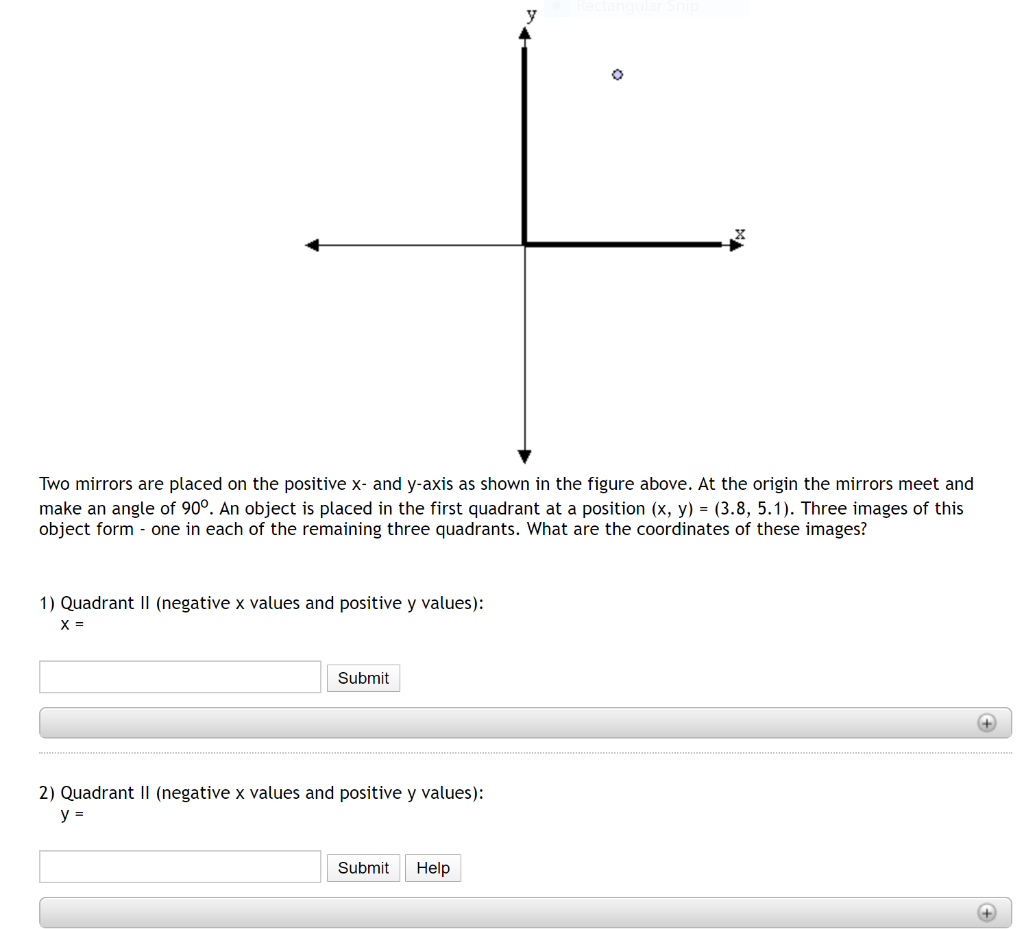 Solved 2. Two mirrors are placed on the positive x- and | Chegg.com