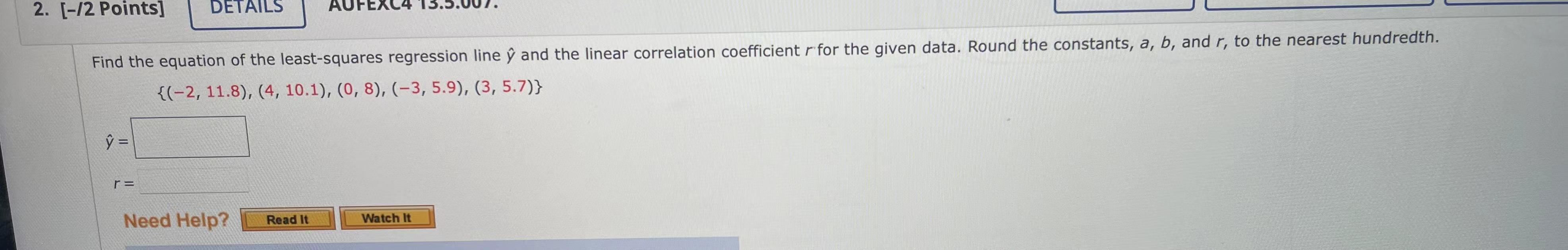 Solved 2. [-/2 Points] DETAILS Find the equation of the | Chegg.com