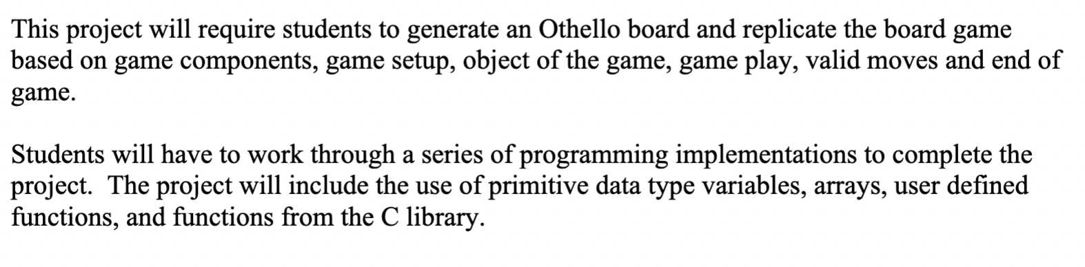 Solved This project will require students to generate an | Chegg.com