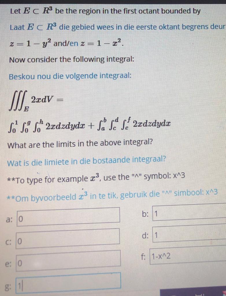 Solved Let E c Rº be the region in the first octant bounded | Chegg.com