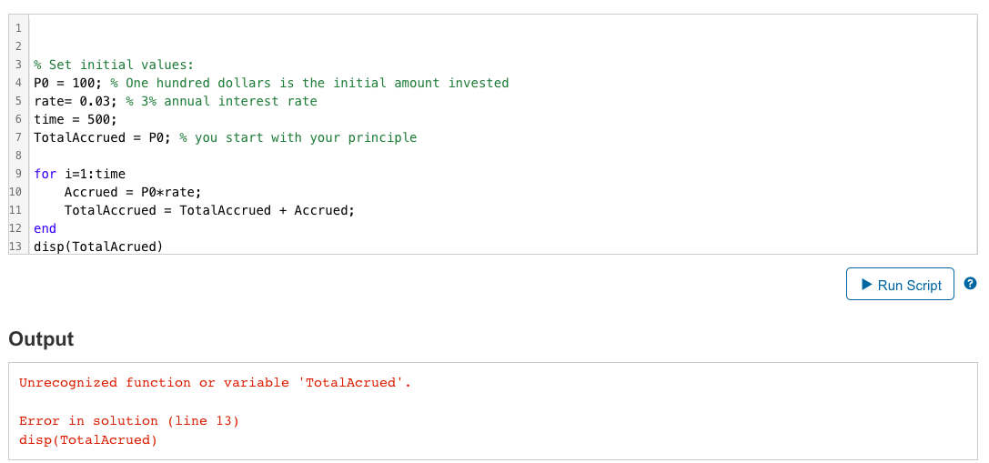 Solved fix the program in matlab so that program runs | Chegg.com