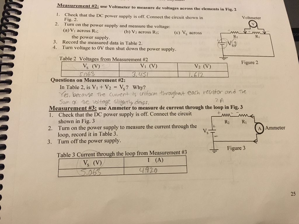 Solved Table 6 Measured And Calculated Voltages And Currents 