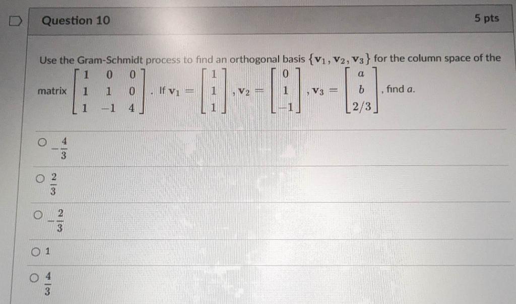 Solved Use the Gram-Schmidt process to find an orthogonal | Chegg.com