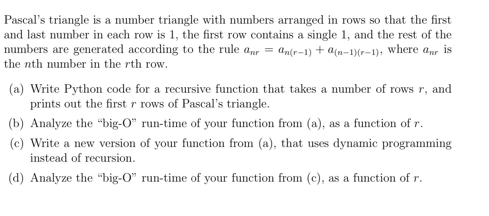 Solved Pascal's triangle is a number triangle with numbers | Chegg.com
