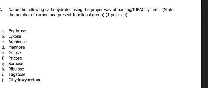 Solved Name the following carbohydrates using the proper way | Chegg.com