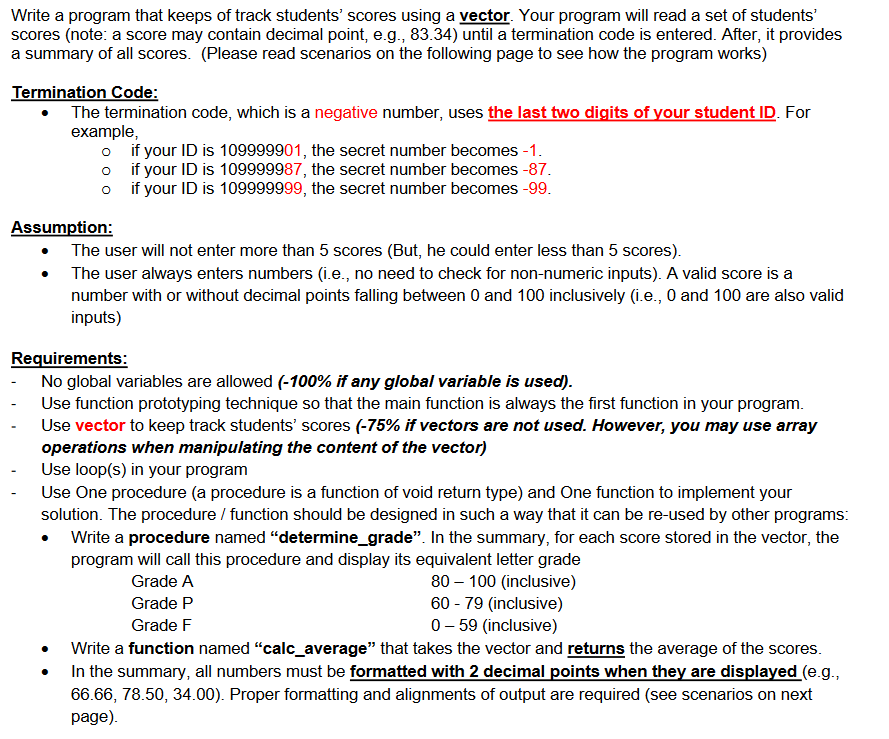 Solved Write a program that keeps of track students' scores | Chegg.com