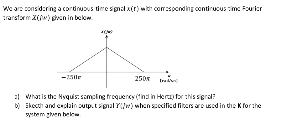 Solved We are considering a continuous-time signal x(t) with | Chegg.com