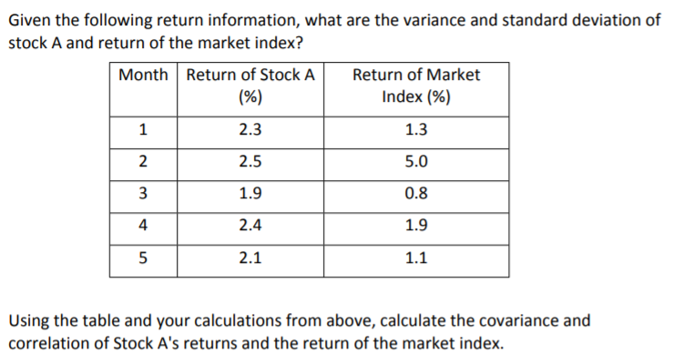 Solved Given the following return information, what are the | Chegg.com