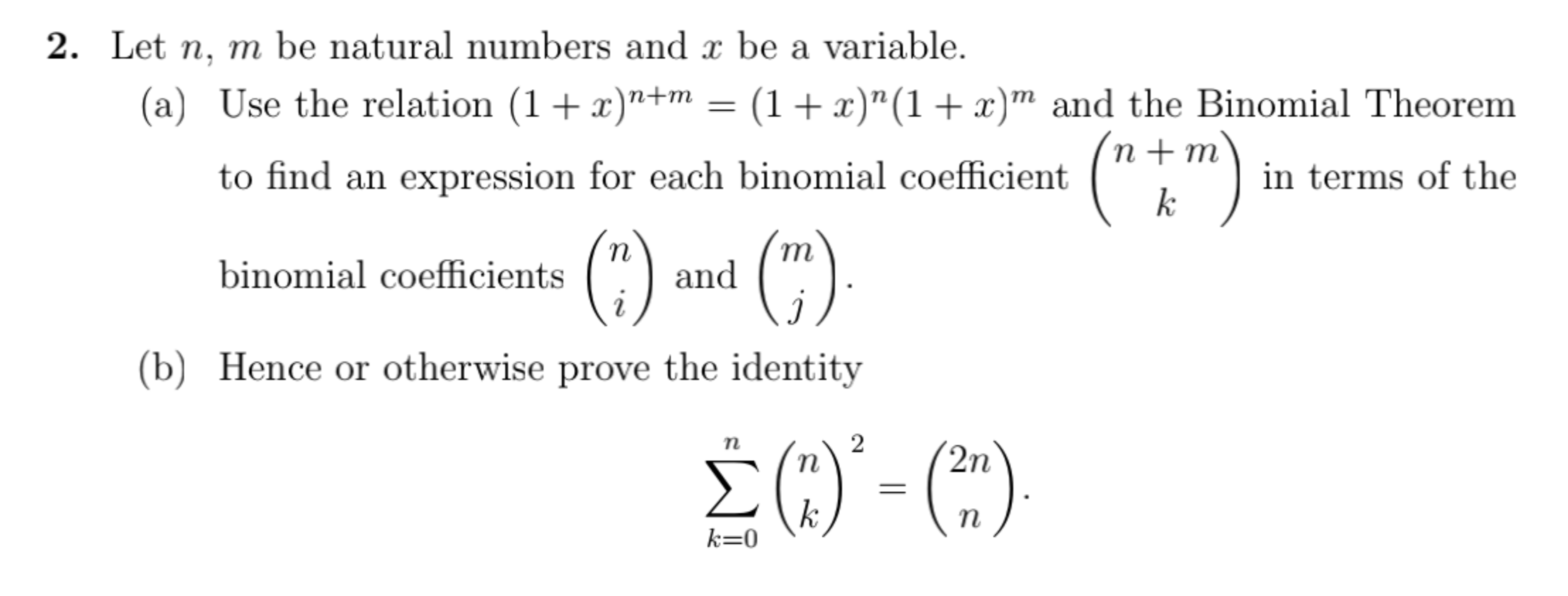 Solved 2. Let n, m be natural numbers and x be a variable. | Chegg.com Solved 2. Let n, m be natural numbers and x be a variable. | Chegg.com