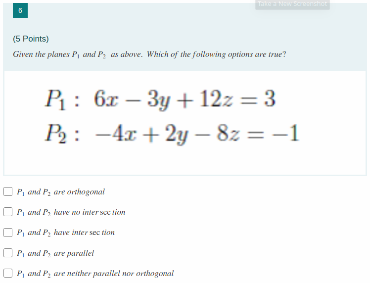 Solved Given the planes P1 and P2 as above. Which of the | Chegg.com