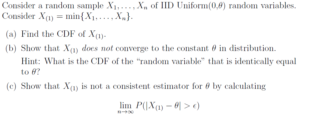 Solved ) = Consider a random sample X1, ..., Xn of IID | Chegg.com