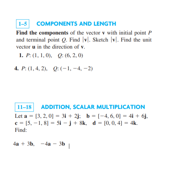 Solved 1-5 COMPONENTS AND LENGTH Find the components of the | Chegg.com