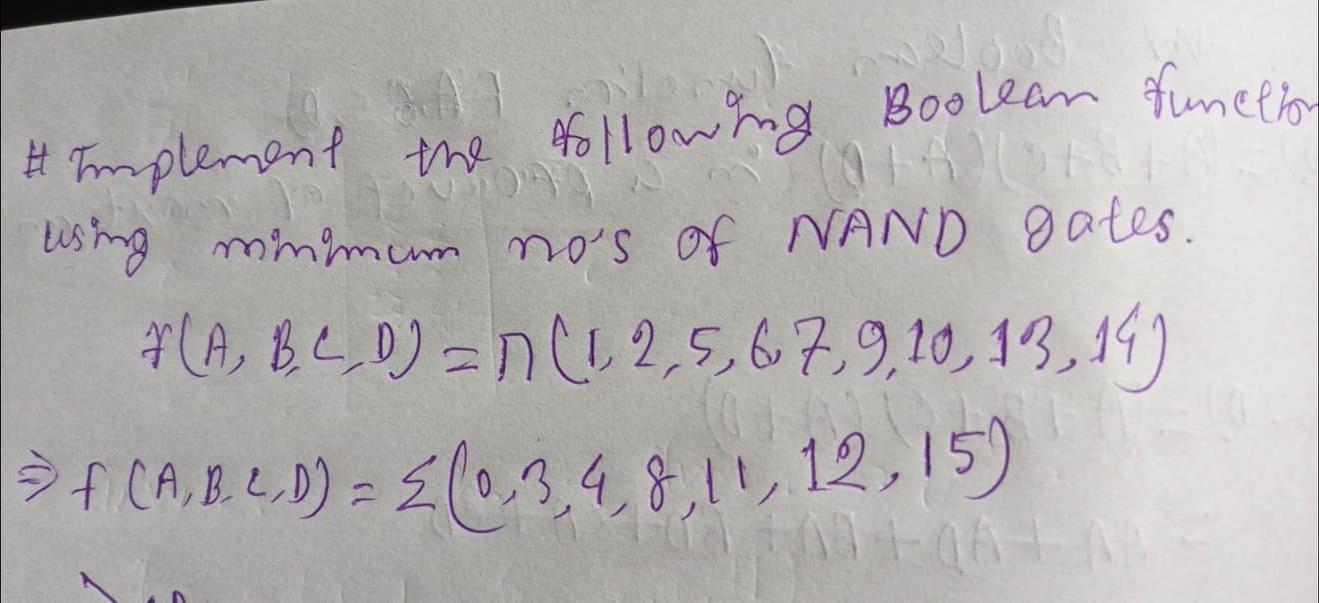 Solved #Implement the following Boolean function using | Chegg.com