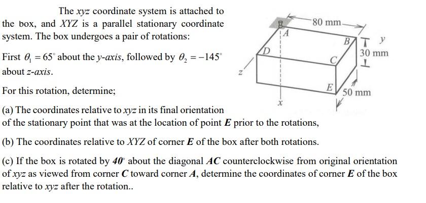 Solved The xyz coordinate system is attached to the box, and | Chegg.com