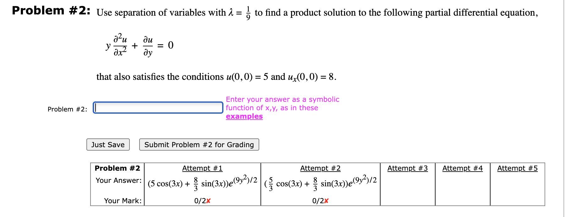 Solved Problem # 2: Use separation of variables with λ=19 | Chegg.com