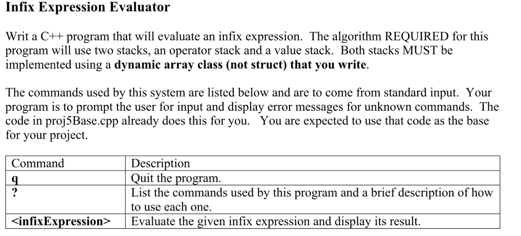 Infix Expression Evaluator Writ a C++ program that | Chegg.com