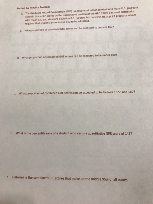 Solved Section 7.2 Practice Problem 1) The Graduate Record | Chegg.com
