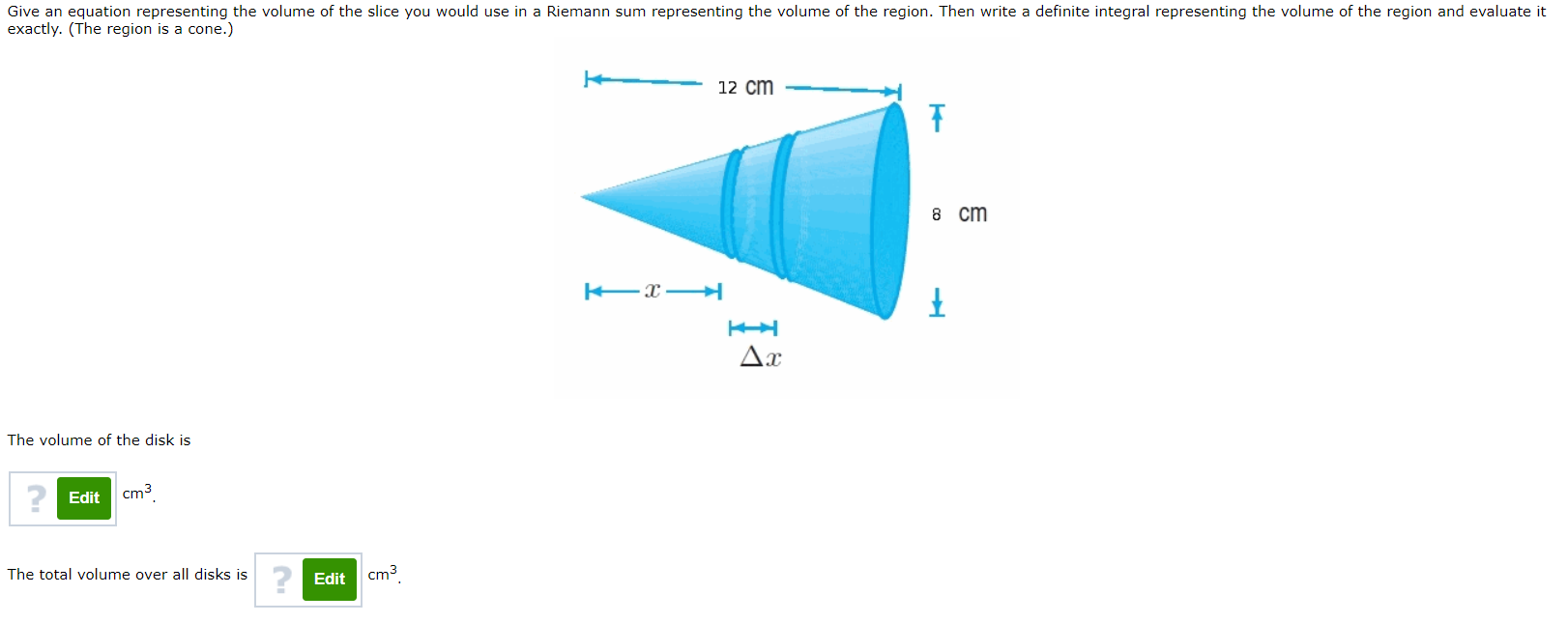 Solved Give an equation representing the volume of the slice | Chegg.com