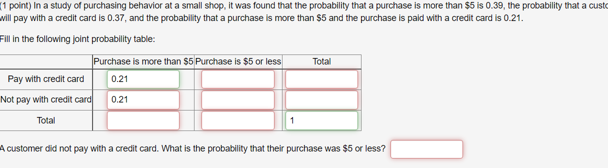 Solved (1 point) In a study of purchasing behavior at a | Chegg.com