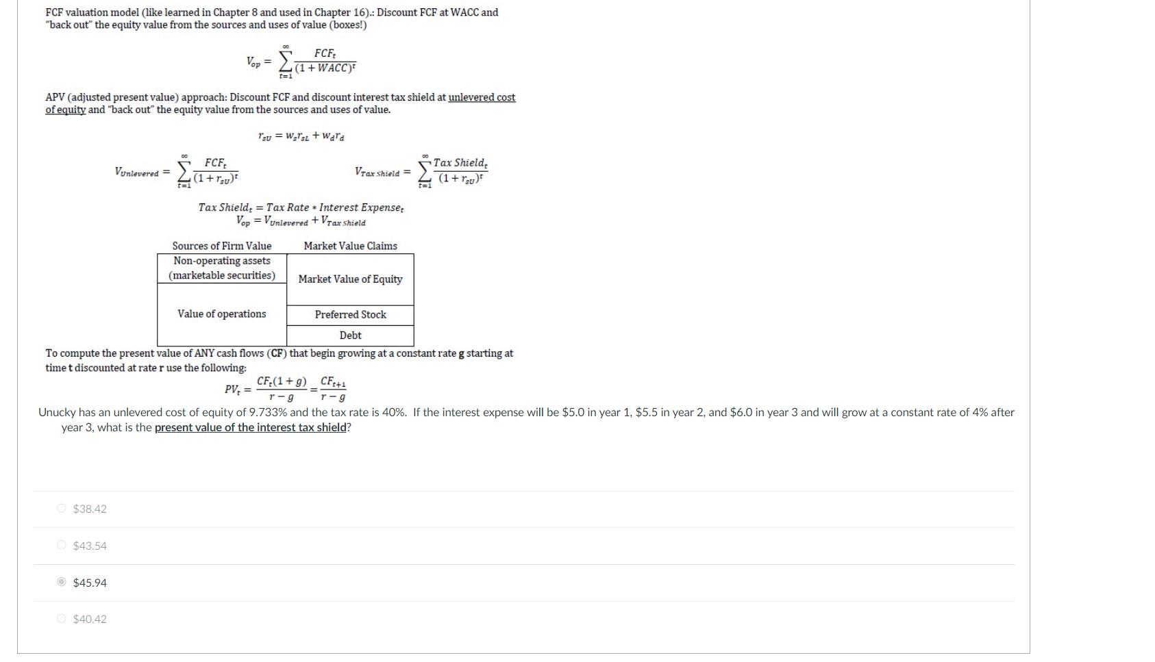 Solved FCF valuation model (like learned in Chapter 8 and | Chegg.com