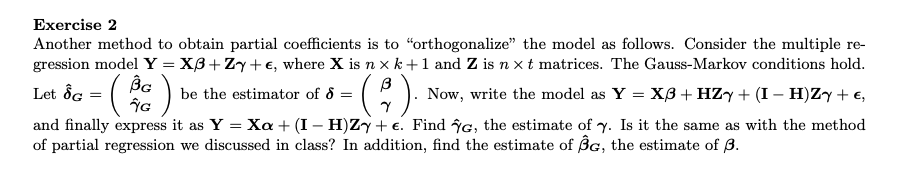 Exercise 3 Consider the multiple regression model | Chegg.com