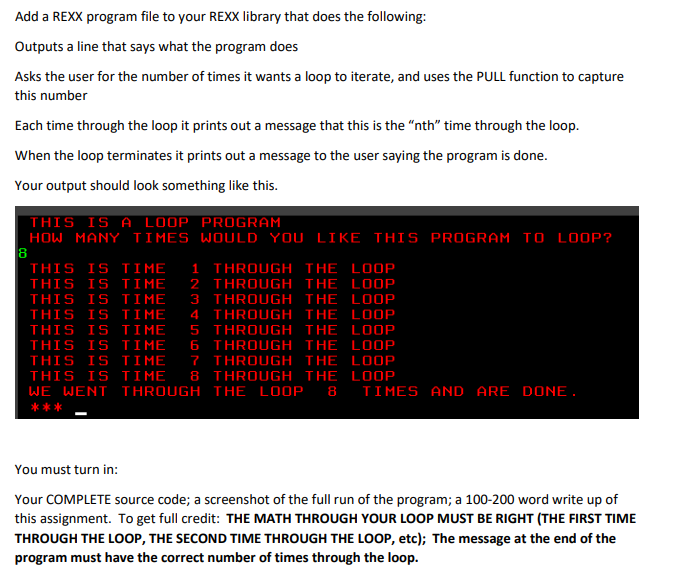 Solved an example : /* REXX */ | Chegg.com