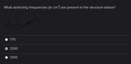 Solved What stretching frequencies (in cm-1 ) ﻿are present | Chegg.com