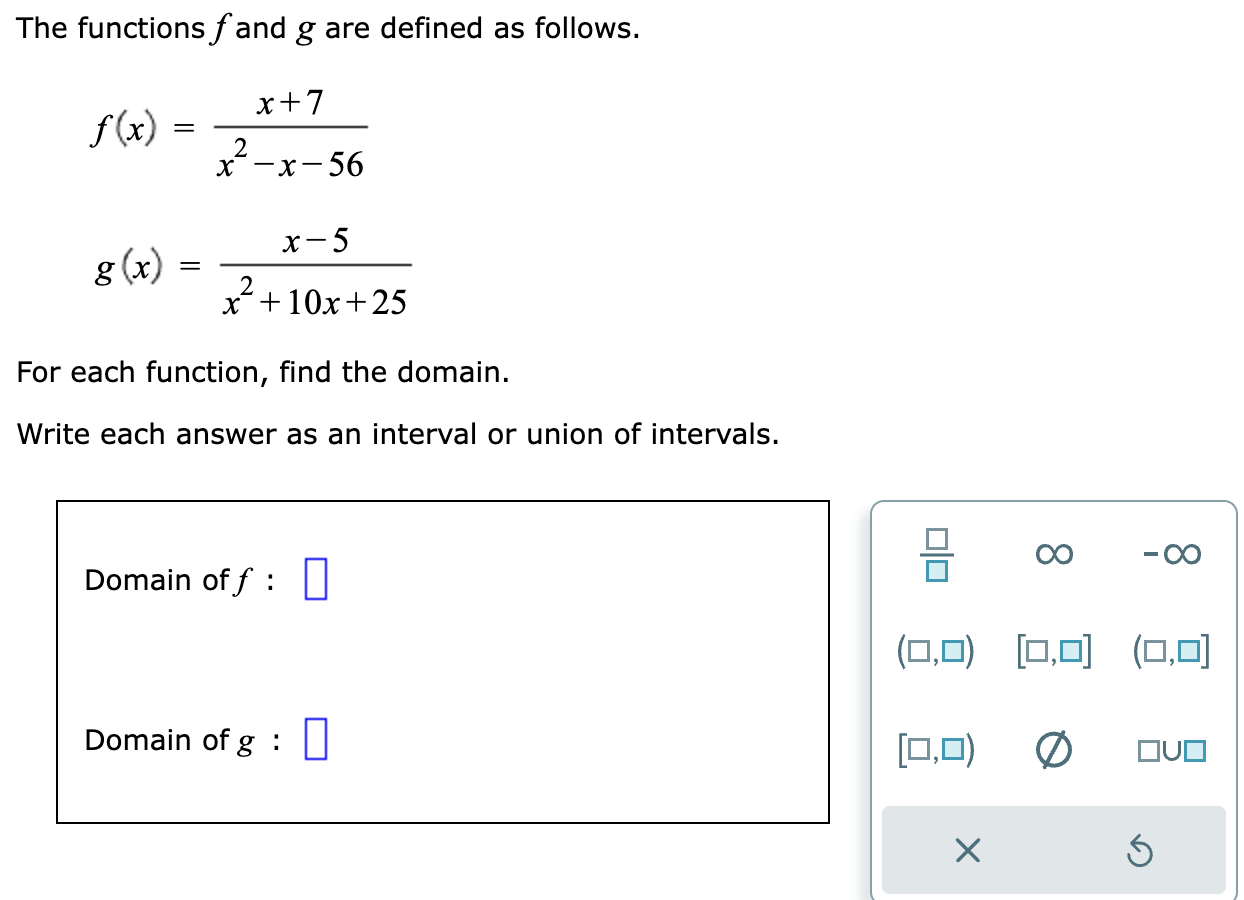 Solved The functions f and g are defined as follows. | Chegg.com