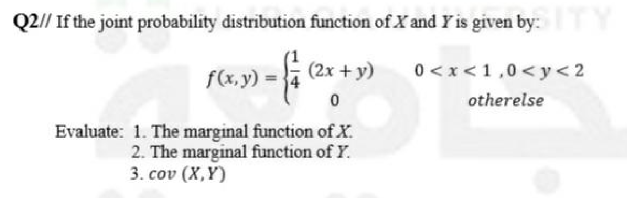 Solved Q2// If the joint probability distribution function | Chegg.com