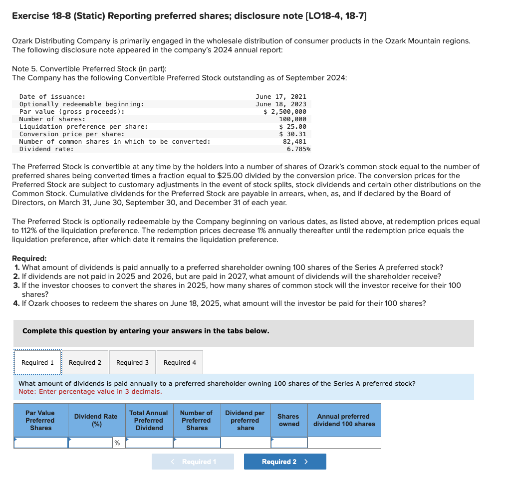 Solved Required: 1. What amount of dividends is paid | Chegg.com