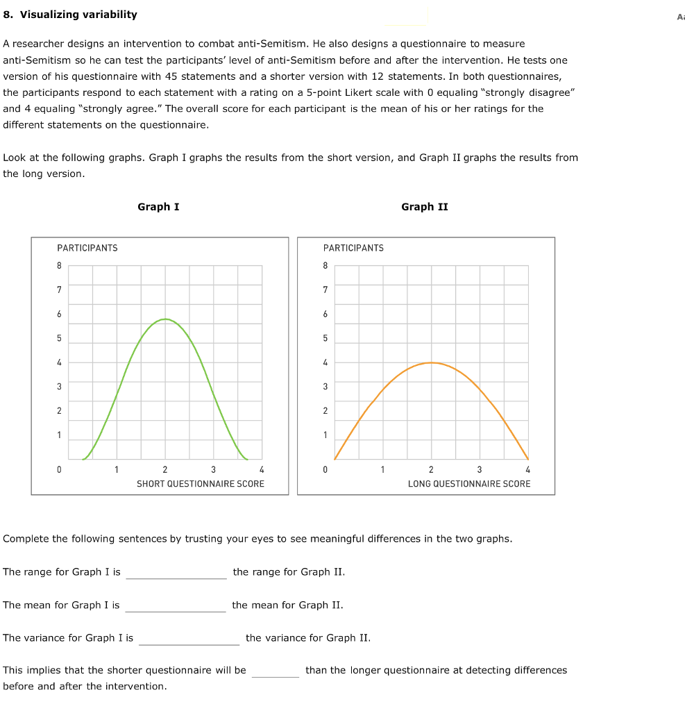 Solved 8. Visualizing variability Aa A researcher designs an | Chegg.com Solved 8. Visualizing variability Aa A researcher designs an | Chegg.com