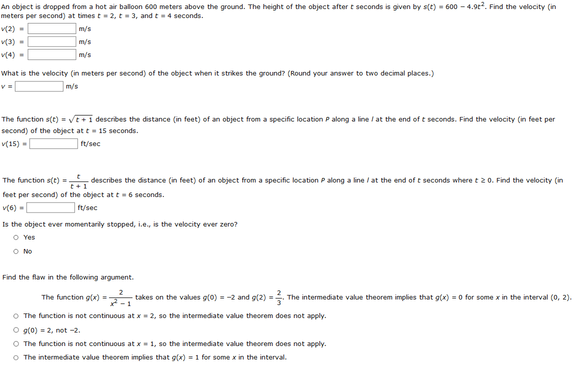 Solved An object is dropped from a hot air balloon 600 | Chegg.com