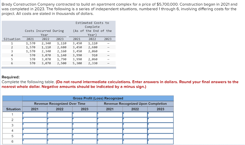 Solved Brady Construction Company contracted to build an | Chegg.com