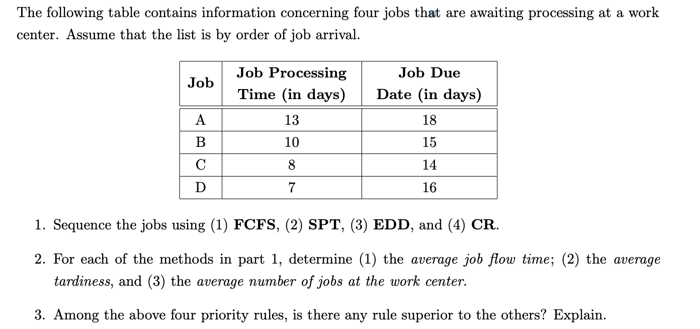 Solved The following table contains information concerning | Chegg.com