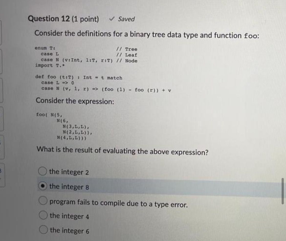 Solved Question 12 (1 ﻿point)Consider the definitions for a | Chegg.com