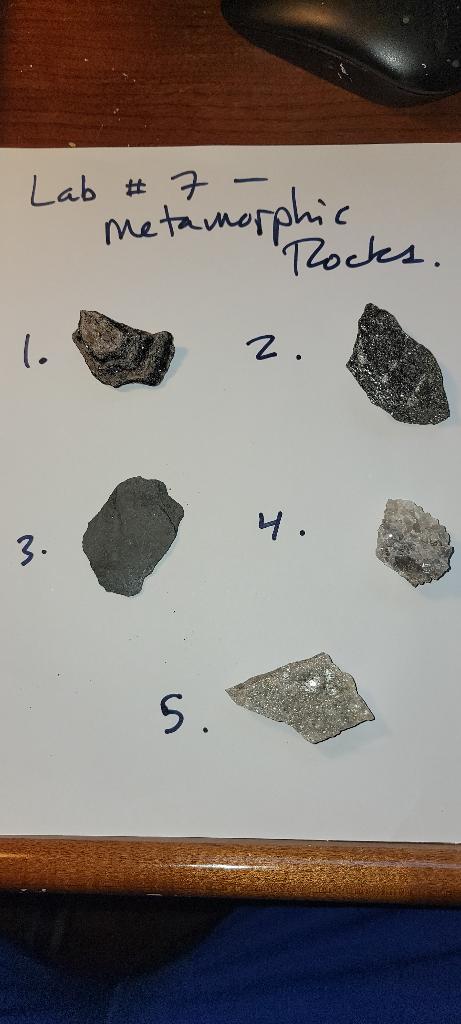 Solved Lab #7 - Metamorphic "Rocks. 1. 2. 녀. 3. 5. | Chegg.com