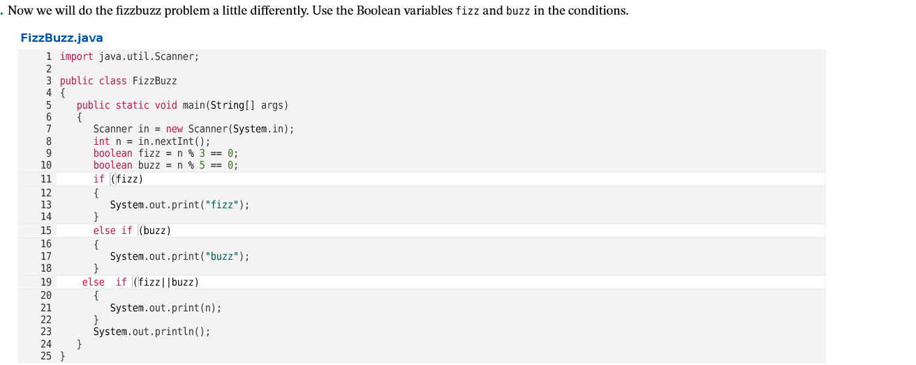 Solved Now we will do the fizzbuzz problem a little | Chegg.com
