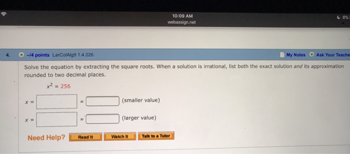 Solved 10:09 AM 16% 4. -/4 points LarColAlg9 1.4.026 My | Chegg.com Solved 10:09 AM 16% 4. -/4 points LarColAlg9 1.4.026 My | Chegg.com