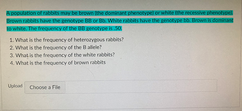 Solved A population of rabbits may be brown (the dominant | Chegg.com