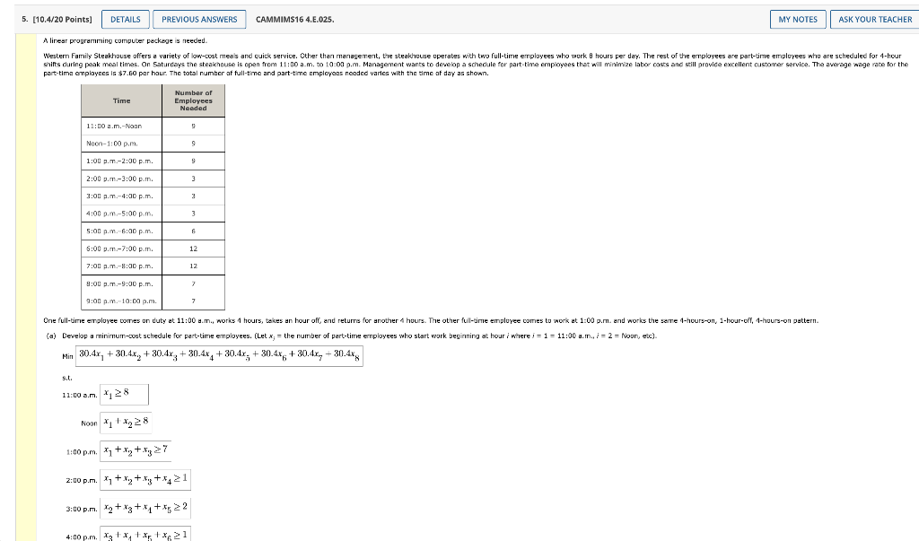 Solved [16.67/20 Points] ASWMSCI15 4.E.019. A linear | Chegg.com