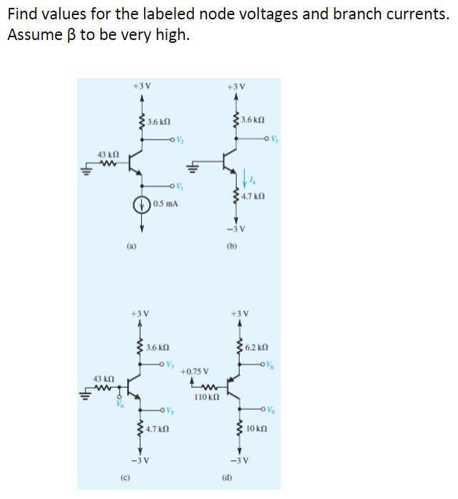 Solved Find values for the labeled node voltages and branch | Chegg.com