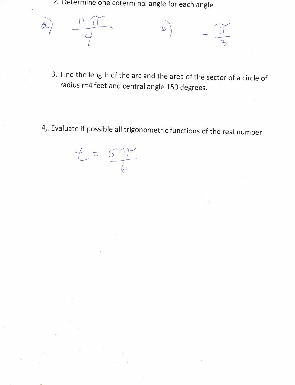 Solved 2. Determine one coterminal angle for each angle 4 | Chegg.com