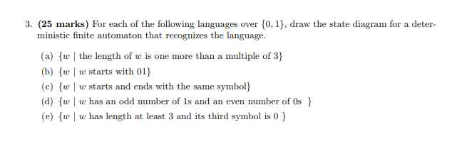 Solved 3. (25 ﻿marks) ﻿For each of the following languages | Chegg.com